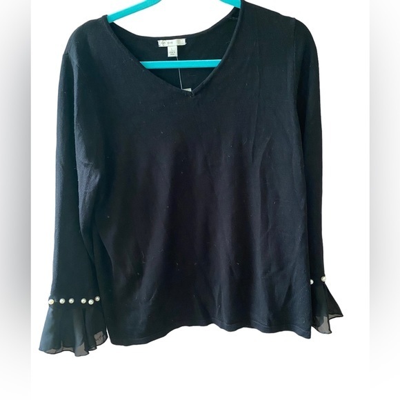 Sweaters | Est 1946 Womens Long Sleeve Light Weight Black Sweater Pearl ...